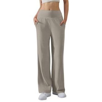 Generic Pantalon de yoga taille haute &agrave; jambes larges avec poches, pantalon d&eacute;contract&eacute; doux et extensible &agrave; enfiler, pantalon respirant, pantalon de gym et d