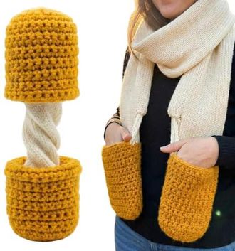 Generico &Eacute;charpe avec poches pour femme | Chauffe-cou amusant en tricot sur le th&egrave;me du fromage, &eacute;charpe dhiver &agrave; col long, pour les vacances en plein air, ann