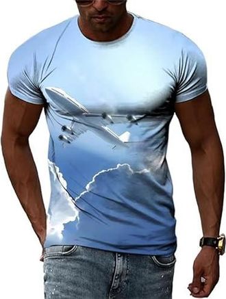 Keephen T-Shirt &agrave; col Rond pour Hommes/Femmes avec Graphique davion Impression 3D da&eacute;ronef Manches Courtes Pull d&eacute;contract&eacute;