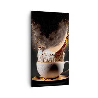 Arttor Bilder auf Leinwand 55x100cm Leinwandbild mit Rahmen Kaffee Milch Tasse Gro&szlig; Wanddeko Bild Schlafzimmer K&uuml;che Deko Wandbilder Dekoration Wohnzimmer Wa