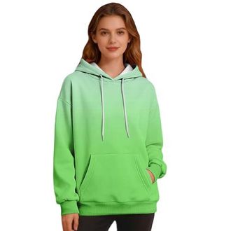 Generic Pull &agrave; capuche tendance d&eacute;grad&eacute; pour femme, coupe ample d&eacute;contract&eacute;e avec poche, manches longues, pull &agrave; capuche pour femme, grande taille, hauts de l