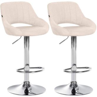 Clp Lot de 2 tabourets de bar Milet en tissu Cr&egrave;me M&eacute;tal chrom&eacute;