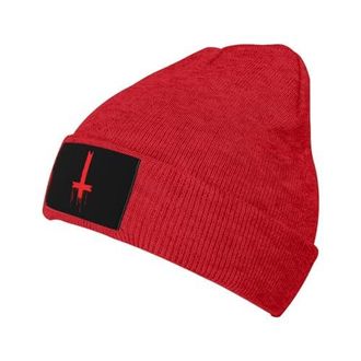 Generic &Eacute;pais Beanie pour Homme, Croix invers&eacute;e d&eacute;moniaque, Classique Beanie Hiver, Bonnet Chapeau Tricot pour Adultes, Sports, Cyclisme