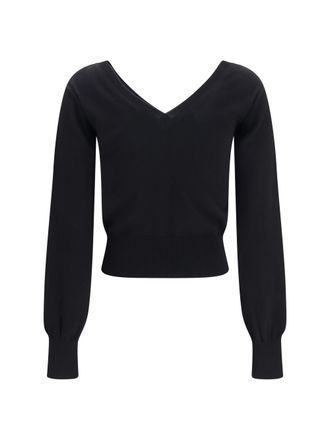 Vivienne Westwood Womens Beatrice V-Neck Sweater Black Cotton; Kashmir-Capra Hircus Kashmir/capra