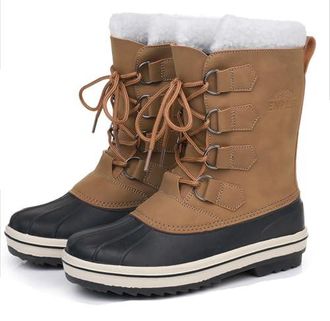 Pangolin Bottes dHiver Femme Imperm&eacute;ables Chaudes Fourr&eacute;es Bottes Neige Antid&eacute;rapantes Outdoor &agrave; Lacets pour Froid Pluie Neige Marron 40 EU