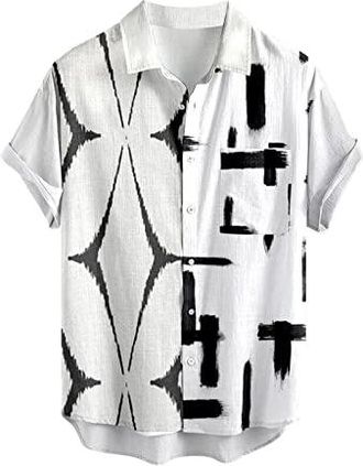 Generic Chemise hawa&iuml;enne &agrave; manches courtes pour homme Motif palmier des Cara&iuml;bes Chemise tropicale boutonn&eacute;e Plage Mexique Flamant rose Amusant &eacute;t&eacute; Bowling C