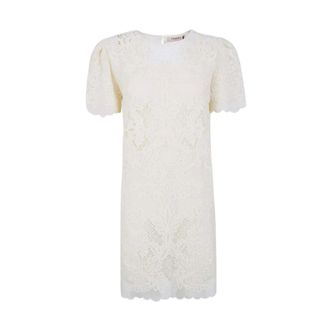 Twinset Femme, Robes, Blanc, Taille: 36 FR Mini-robe &agrave; col rond