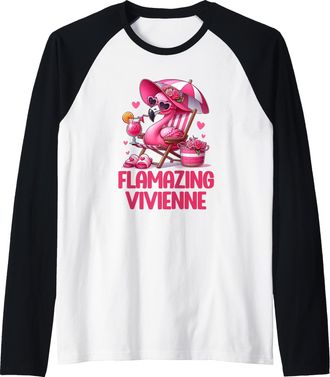 BDAZ Flamazing Vivienne Pink Flamingo Tropical Beach Trip Damen Raglan