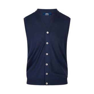 Fedeli Sleeveless Tricots - Homme - Pulls - Bleu - Taille: XL