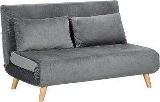 HOMCOM Homcom - 3 in 1 Schlafsofa 130 x 78 cm Sofa mit Bettfunktion, Klappbar Couch mit Lendenkissen, Samtoptik, Verstellbarer R&uuml;ckenlehne f&uuml;r Wohnzimmer