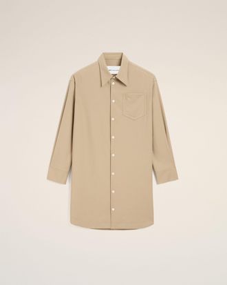 Ami Robe Chemise Beige Large Ami De Coeur en Laine Vierge Beige Taupe - XXS - Unisex