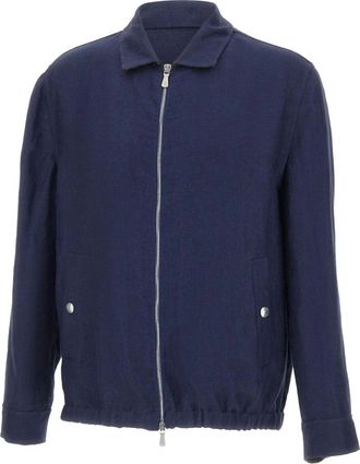 Eleventy Homme, Vestes, Bleu, Taille: 2XL Veste chemise zipp&eacute;e