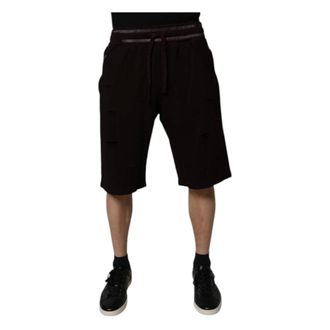 Dolce & Gabbana Homme, Shorts, Noir, Taille: 3XL Bermuda en Coton avec Plaque Logo
