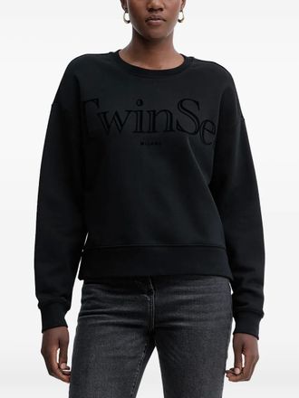 Twin-Set Sweatshirt mit Logo-Print - Schwarz