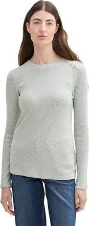 Tom Tailor 1044150 T-Shirt &agrave; Manches Longues, 24775-Pale Bark Green Melange, M Femmes