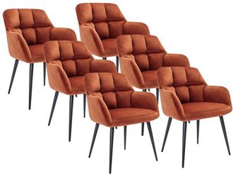 Vente-Unique Lot de 6 chaises avec accoudoirs en velours et m&eacute;tal - Terracotta - PEGA de PASCAL MORABITO