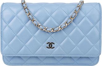 Chanel Crossbody Bags - Chanel Quilted Lambskin Wallet On Chain Crossbody - Gr. unisize - in Blau - f&uuml;r Damen