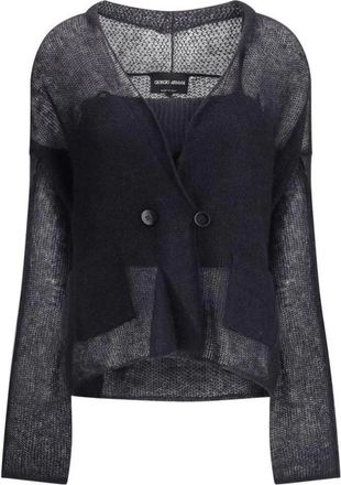 Giorgio Armani Femme, Pulls, Noir, Taille: 44 FR Twin-Set Cardigan Top Laine et Mohair