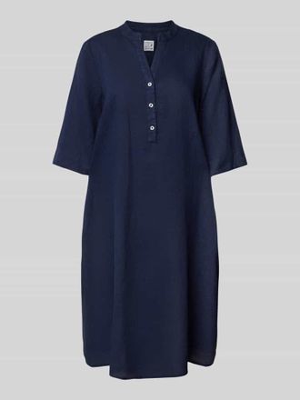 Emily van den Bergh Knielanges Leinenkleid mit Tunikakragen
