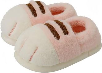 Generic Chaussons Femme Mignonnes Patte De Chat Chauds Chaussons Plush Hiver, Confortable Design Patte danimal Doux Pelucheux Slip-on Anti-D&eacute;rapant Int&eacute;rieur 