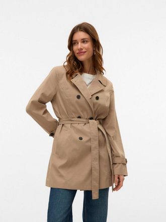 Vero Moda Trenchcoat VMCHELSEA OLIVIA TRENCHCOAT NOOS kurzer 2-Reiher mit abnehmbarem Bindeg&uuml;rtel