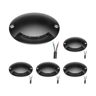 LEDs Com 5 St&uuml;ck LED Bodenleuchte, Wegmarkierung RUNDA f&uuml;r au&szlig;en, IP67, anthrazit, rund, 70mm &Oslash;, warmwei&szlig;