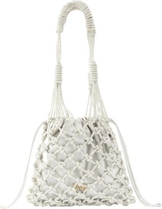 Pinko Rhinestone Bucket Bag - - Bags - Damen - Wei&szlig; - ONE SIZE