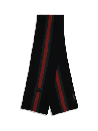 Gucci Web Stripe Merino Wool Scarf - Black
