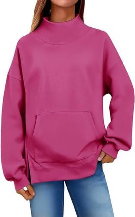 Generic Sweat &agrave; Capuche Femme Sweat-shirt Saison Imprim&eacute; Graphique Manches Longues Pull Tricot&eacute; Tops Col Montant Pull Femme Sweat-shirt Sans, Rose, 3XL
