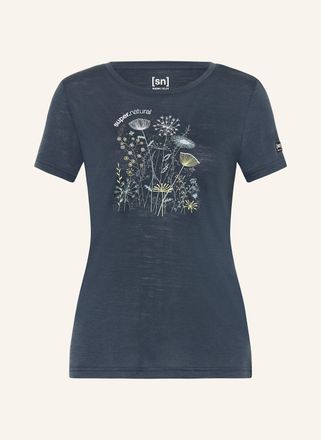 super.natural Funktionsshirt Rock Flowers Mit Merinowolle blau