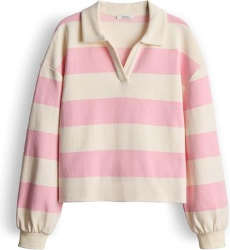 OPUS Damen Sweatshirt | GLOCKI Loose Sweatshirt mit Breiten Rugby Streifen Coral Blush, 42