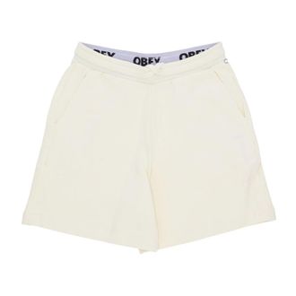 Obey Kurze Trainingshose Leichte Baumwollshorts - - Shorts - Damen - Beige - M