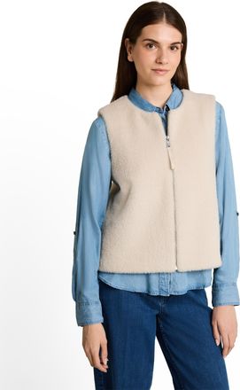 Tom Tailor Fellimitatweste TOM TAILOR, Damen, Gr. XXL, beige (cold beige), Fleece, Obermaterial: 54% Polyamid, 46% Polyester. Futter: 100% Polyester, unifarben, 