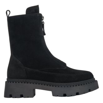 Estro & Luminara Schwarze Damen-Stiefeletten aus italienischem echtem Veloursleder mit leichter Isolierung - - Shoes - Damen - Schwarzk - 36 EU