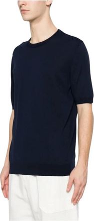 Tagliatore T-shirt en maille fine Josh - Homme - Pulls - Bleu - Taille: 2XL