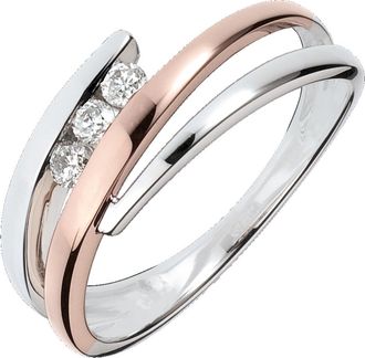 Edenly Verlobungsring Kostbarer Kokon - Diamanttrio - Roségold und Weißgold - 3 Diamanten - 18 Karat