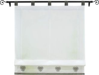 Joyswahl Voile Raffrollo Transparente Raffgardine mit Stickerei Herzen Muster »Eugenie« Schals Fenster Vorhänge BxH 120x155cm Grau mit Schlaufen 1er Pack