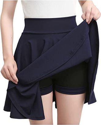 Generic Jupes patineuses pour femmes avec short intérieur taille haute, jupe-short athlétique, décontracté, mini jupe dété décontractée pour lentraînement, la