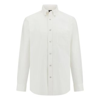 Boggi Milano Homme, Chemises, Blanc, Taille: XL Chemise Oxford en Coton Coupe R&eacute;guli&egrave;re
