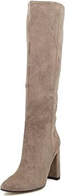 Queen Helena K2010 K2010 Bottes hautes au niveau du genou à bout pointu élégantes à talons simples confortables sans fermeture, K2028 Kaki, 41 EU