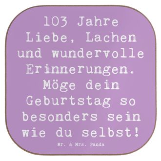 Mr. & Mrs. Panda Glasuntersetzer Spruch 103. Geburtstag - Geschenk, lebensjubil&auml;um, Coaster, gl&auml;seruntersetzer, 103 Jahre, Untersetzer, Happy Birthday, Alter, Glas, f&uuml;
