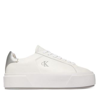 Calvin Klein Sneakers Calvin Klein Flatform Lace Up Lth Met YW0YW01929 Wei&szlig;