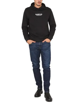 Barbour Hooded with Drawstring Sweatshirt - Black