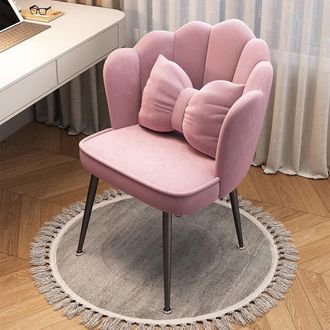 Generic Schminkstuhlhocker, Samt-Bürostuhl fürs Schlafzimmer, bequemer Mid-Century-Blütenblattstuhl, für Frauen und Mädchen, weiches Polsterkissen inklusive