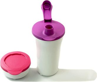 Tupperware Iluminas Shaker 800ml weiß lila + Dose 200ml weiß pink