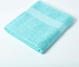 Homescapes Blauer Badelaken aus 100% t&uuml;rkischer Baumwolle mit 500g/qm, Flauschiges Badehandtuch 100 x 150 cm, hellt&uuml;rkis