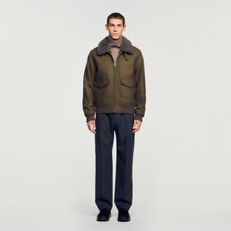Sandro Blouson en laine col amovible