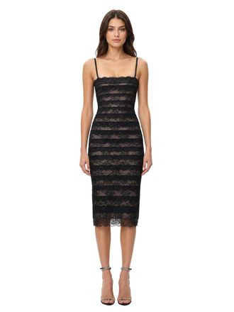 H&eacute;rve L&eacute;ger Womens Midi Dress Dara Black Polyester