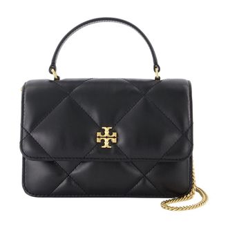 Tory Burch Womens Kira Diamond Top Handle Bag Black Cowhide