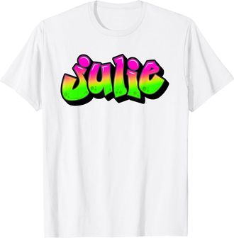 BDAZ Julie Graffiti Personalisierter Name Gr&uuml;n Rosa Frauen M&auml;dchen T-Shirt
